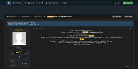 Sıcak Gelişme: Hacker, Binance Paneline Erişimi Satılığa Çıkardı!