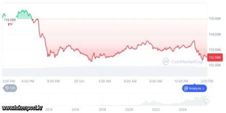 [자정 시세브리핑] 암호화폐 시장 혼조세… 비트코인 112,493달러, 이더리움 3,988달러