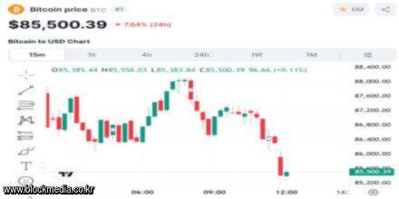 비트코인 7% 급락하며 8만5000달러선 위태…이더리움·솔라나 등 알트코인 ‘패닉셀’