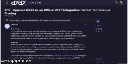 dYdX considers approving BONK as an integration partner