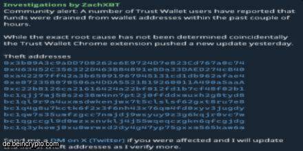 ZachXBT schlägt Alarm: Trust Wallet-Nutzer melden plötzlichen Verlust ihrer Coins