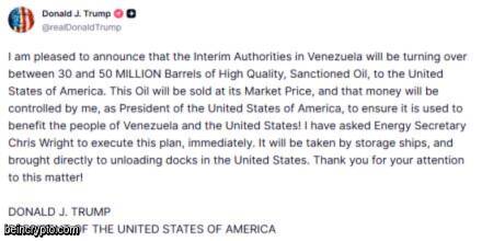 Trump Secures Venezuelan Oil—Bitcoin Next Target?