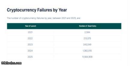 11.5M Crypto Tokens Died in 2025: Why Meme Coins Fail Fast