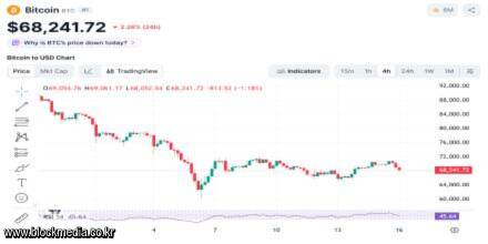 [뉴욕 코인시황] 비트코인 6만8000달러선 후퇴…알트코인 혼조, BNB 상승·XRP 선방